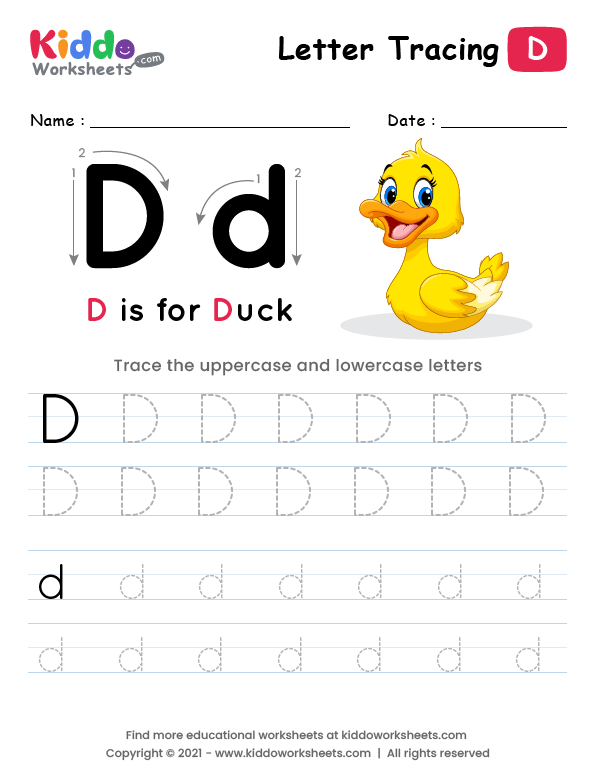 Printable Letter D Tracing Worksheet Letter D Worksheet Tracing 