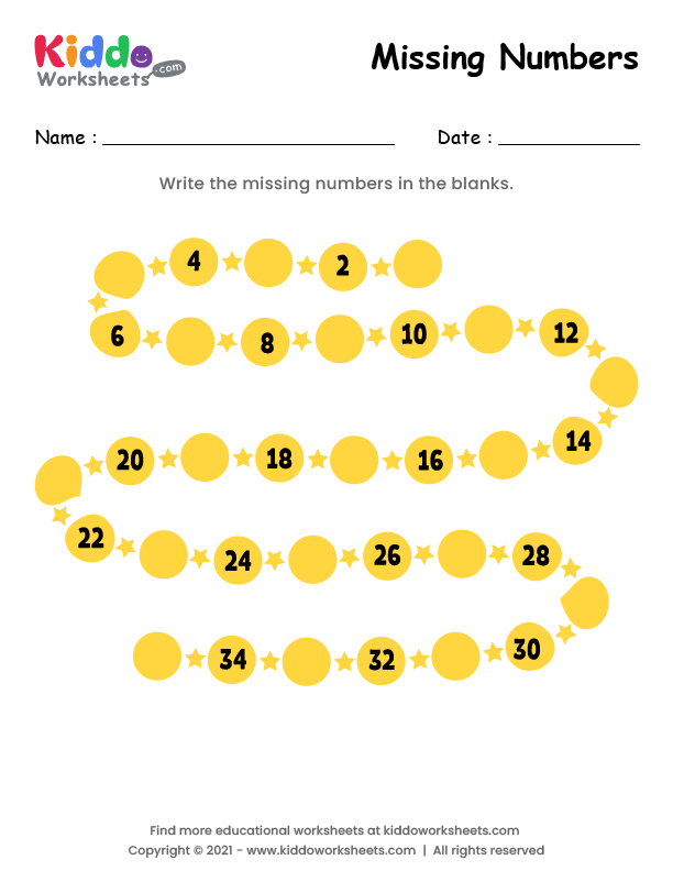 Free Printable Missing Numbers Worksheet 1 35 Worksheet Kiddoworksheets Free Printable Missing Numbers Worksheet 1 35 Worksheet Kiddoworksheets