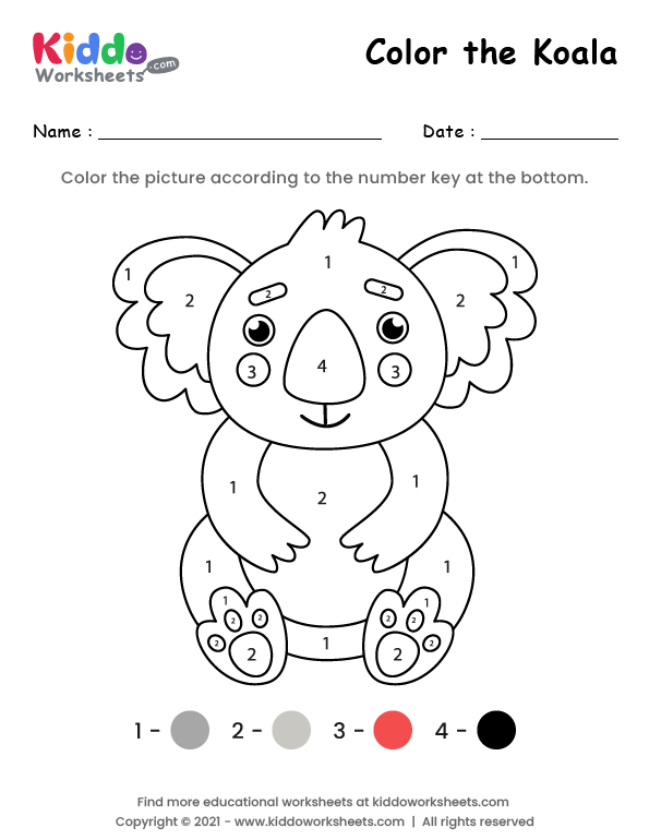 Free Printable Color the Koala Worksheet - kiddoworksheets