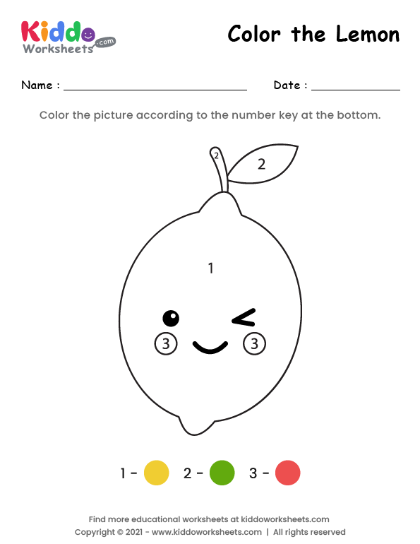 Free Printable Color the Lemon Worksheet - kiddoworksheets