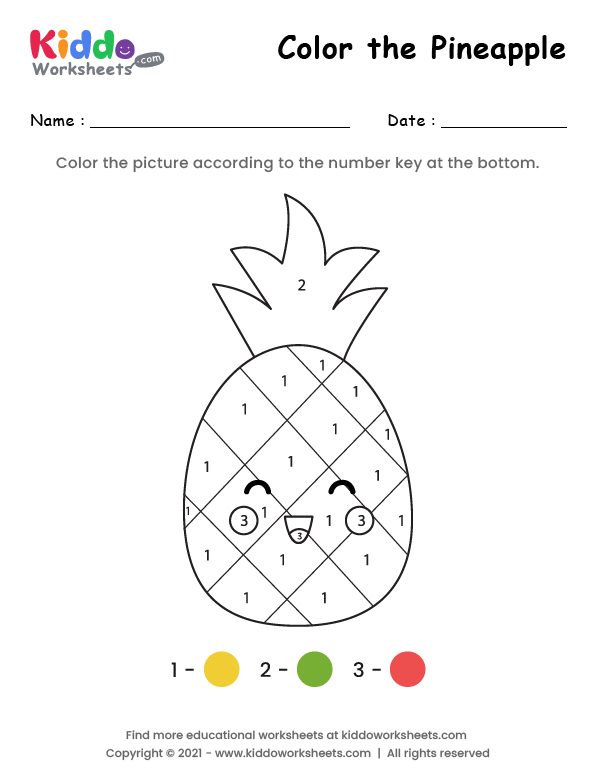 Free Printable Color the Pineapple Worksheet - kiddoworksheets