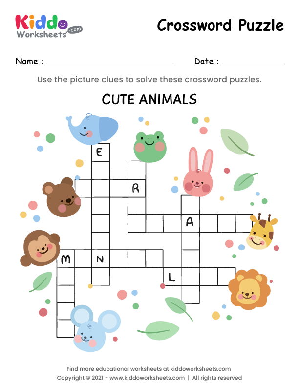 Free Printable Puzzle Cute Animals Worksheet - kiddoworksheets