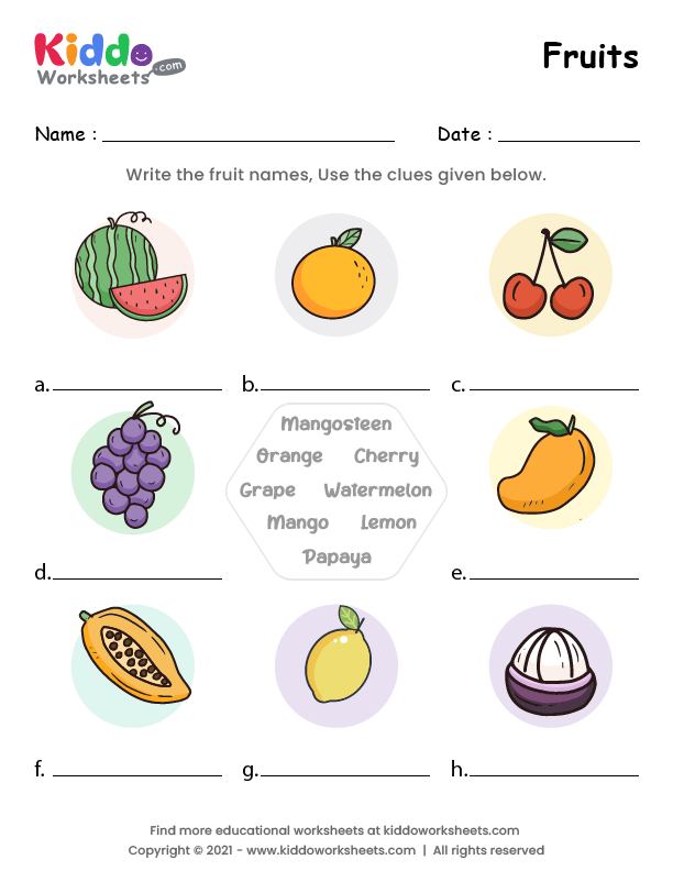 Free Printable Fruits Worksheet Kiddoworksheets Free Printable Fruits Worksheet Kiddoworksheets