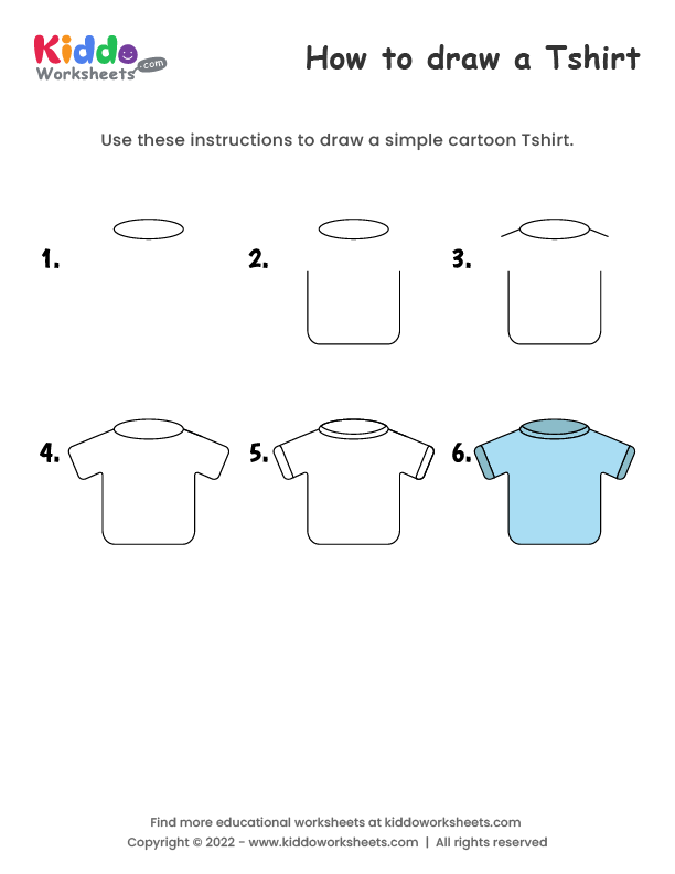 Free Printable How to draw T-shirt Worksheet - kiddoworksheets