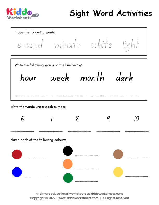 Free Printable Sight Word Activities 6 Worksheet - kiddoworksheets