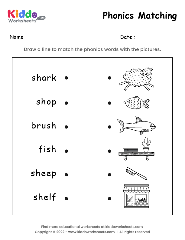 Free Printable Phonics Matching Worksheet Kiddoworksheets