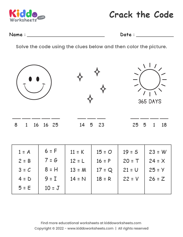 Free Printable Crack The Code Worksheet Kiddoworksheets Free Printable Crack The Code Worksheet Kiddoworksheets