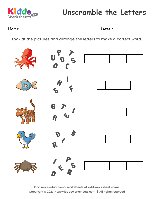 Free Printable Unscramble The Letters Worksheet Kiddoworksheets Free Printable Unscramble The Letters Worksheet Kiddoworksheets