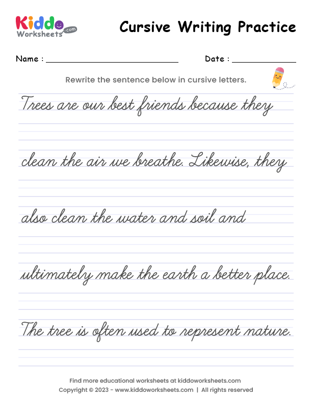 Free Printable Cursive Writing Worksheet 4 Kiddoworksheets Free Printable Cursive Writing Worksheet 4 Kiddoworksheets