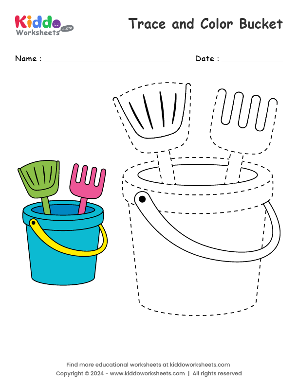 Free Printable Trace and Color Bucket Worksheet - kiddoworksheets