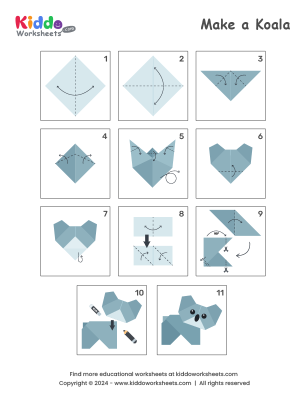 Free Printable Origami Koala Worksheet - kiddoworksheets