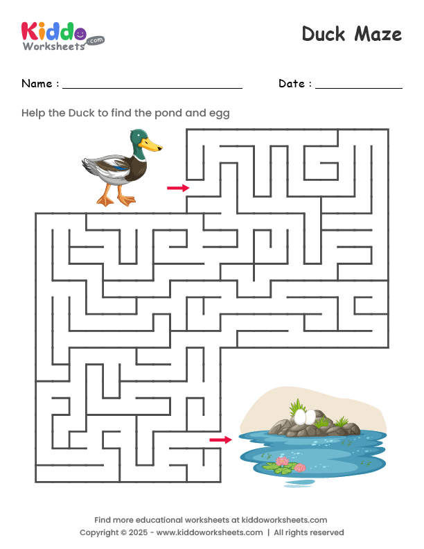 Free Printable Duck Maze Worksheet