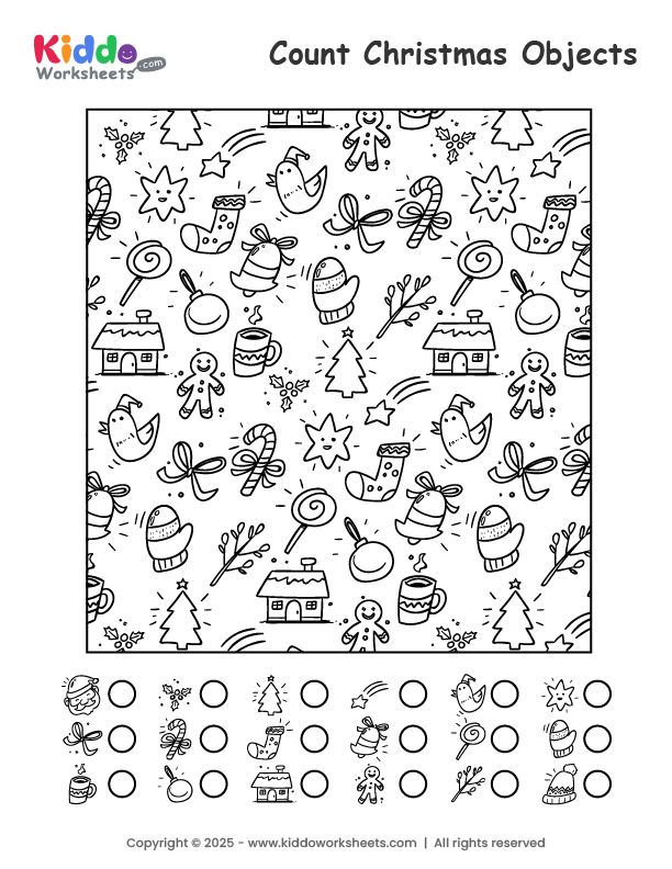 Free Printable Counting Christmas Objects Worksheet - kiddoworksheets