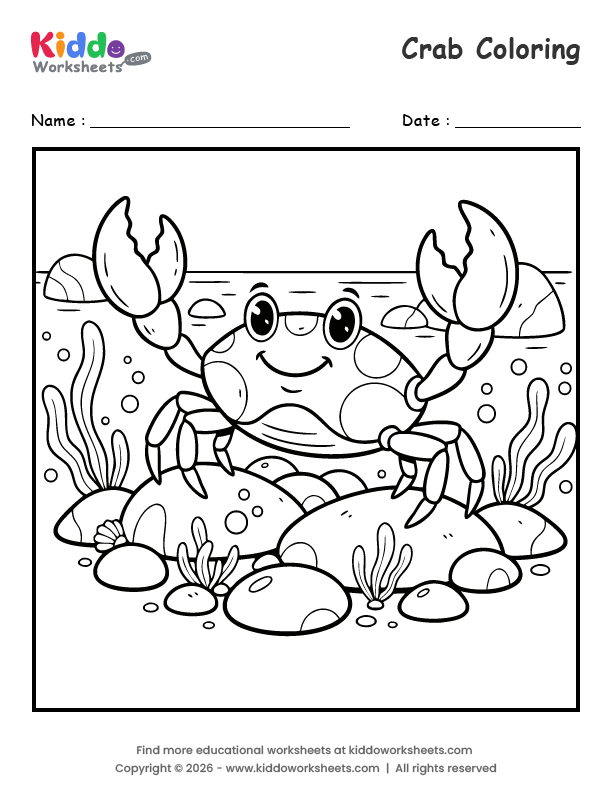 Free Printable Crab Coloring Page - kiddoworksheets