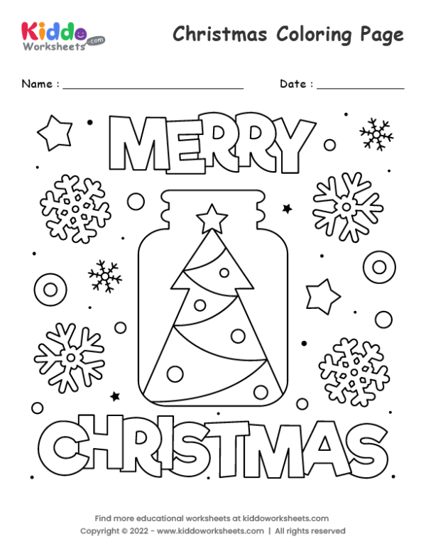 Free Printable Christmas coloring page Worksheet - kiddoworksheets