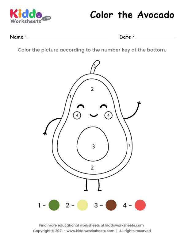 Free Printable Color the Avocado Worksheet - kiddoworksheets