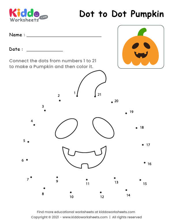 Free Printable Dot to Dot Pumpkin Worksheet - kiddoworksheets
