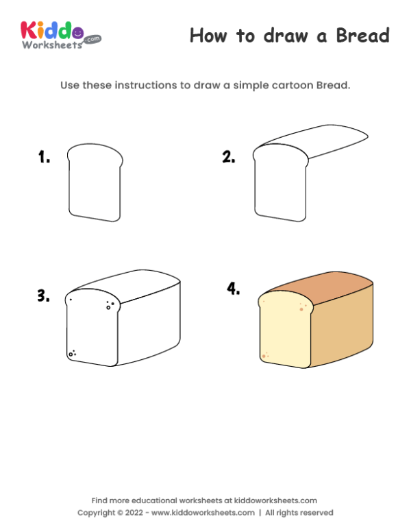 Free Printable How to draw Bread Worksheet - kiddoworksheets