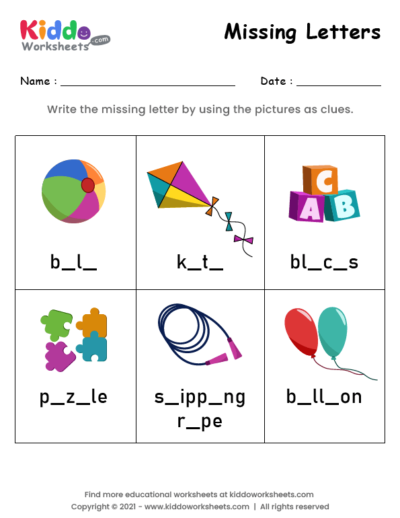 Free Printable Missing Letters Worksheets - kiddoworksheets