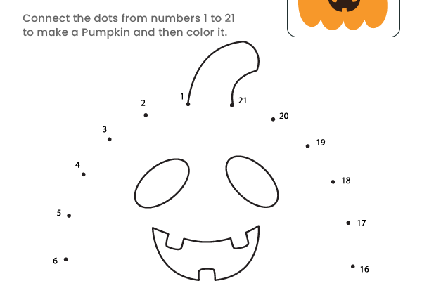 Pumpkin Dot to Dot Activity - kiddoworksheets