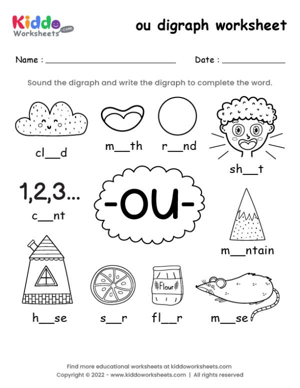 Free Printable ou digraph worksheet - kiddoworksheets