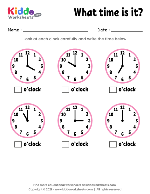 Free Printable Telling Time Worksheet 1 Worksheet - kiddoworksheets