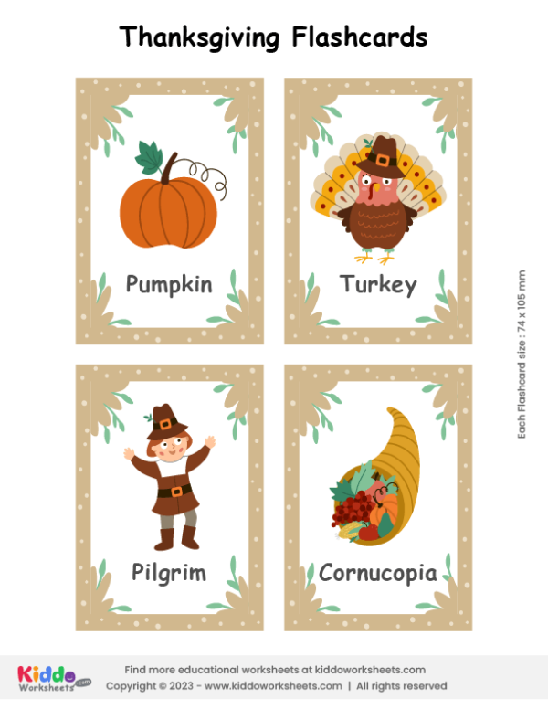 Free Printable Thanksgiving Flashcards - kiddoworksheets