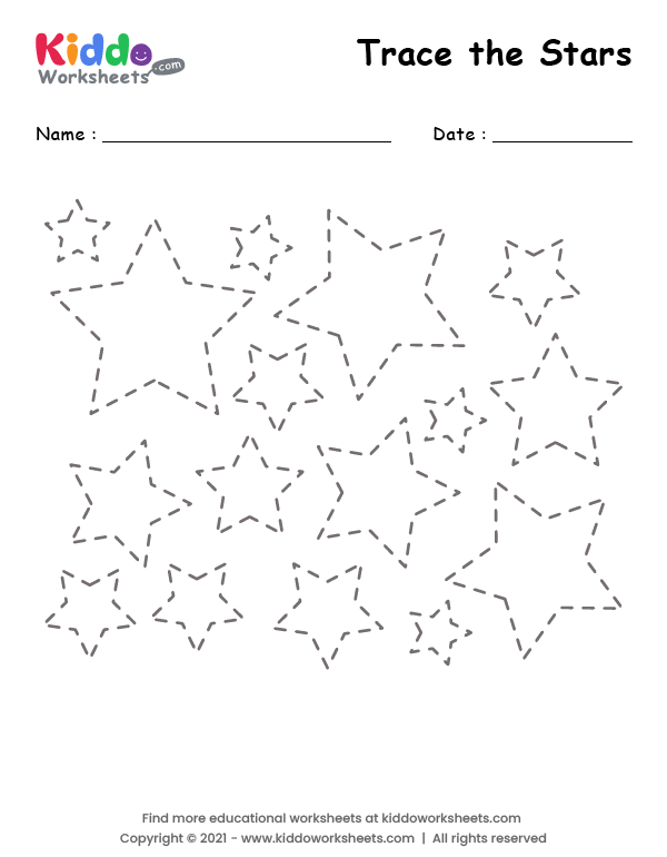 Free Printable Tracing Shape Stars Worksheet - kiddoworksheets