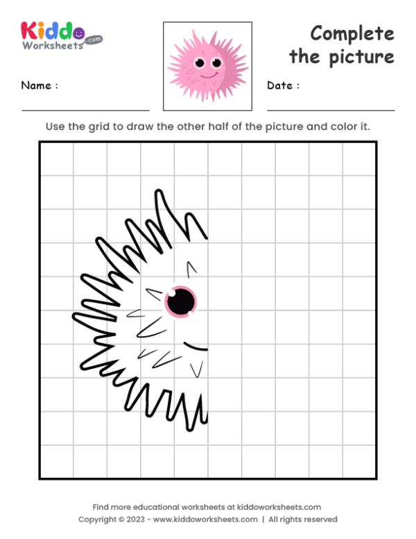 Free Printable Complete the picture Urchin Worksheet - kiddoworksheets