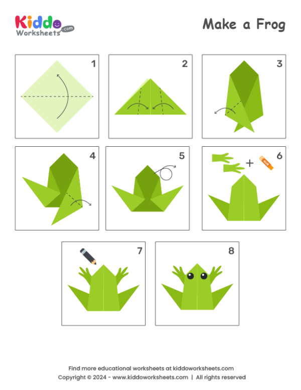 Free Printable Origami Frog Worksheet - kiddoworksheets