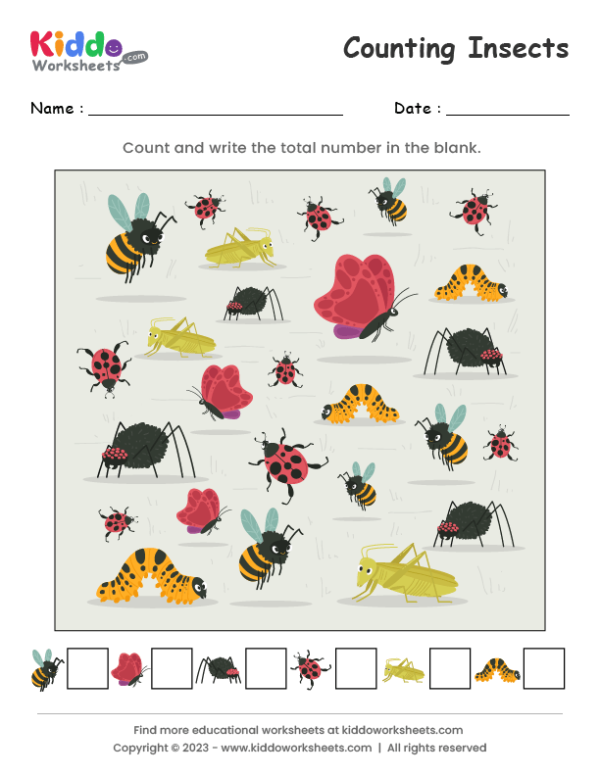 Free Printable Counting Insects Worksheet - kiddoworksheets