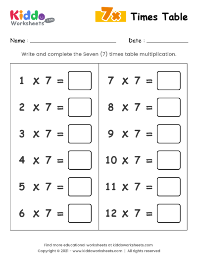 Free printable Multiplication Worksheets - kiddoworksheets